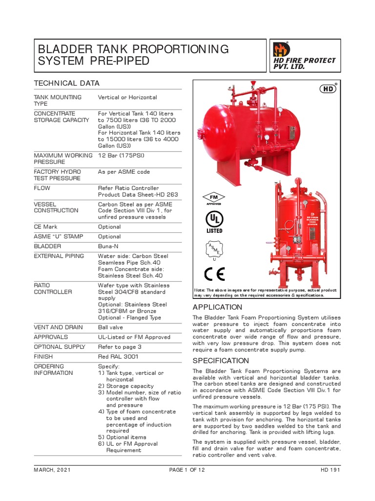 Technical Specifications and Operating Principles of Bladder Tank Foam ...