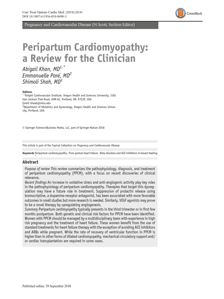 Peripartum Cardiomyopathy: A Review For The Clinician | PDF | Diseases ...