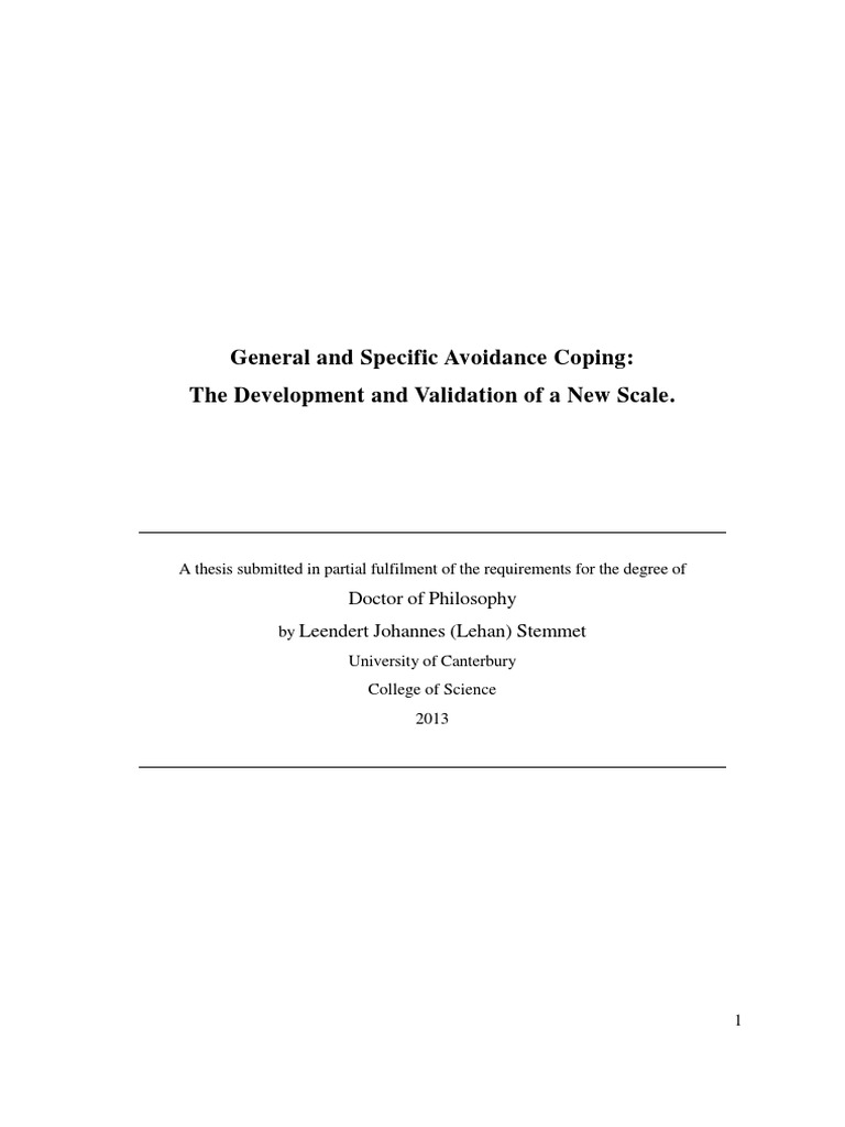 General and Specific Avoidance Coping: The Development and Validation of A New Scale | PDF ...