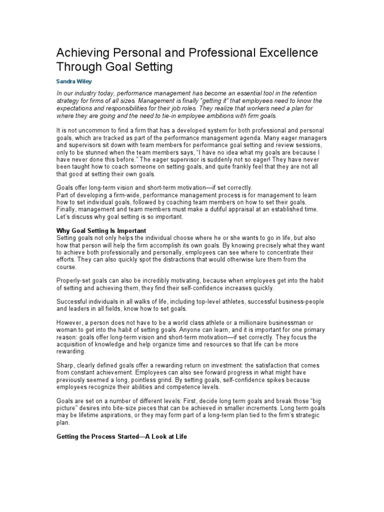 Achieving Personal and Professional Excellence Through Goal Setting ...