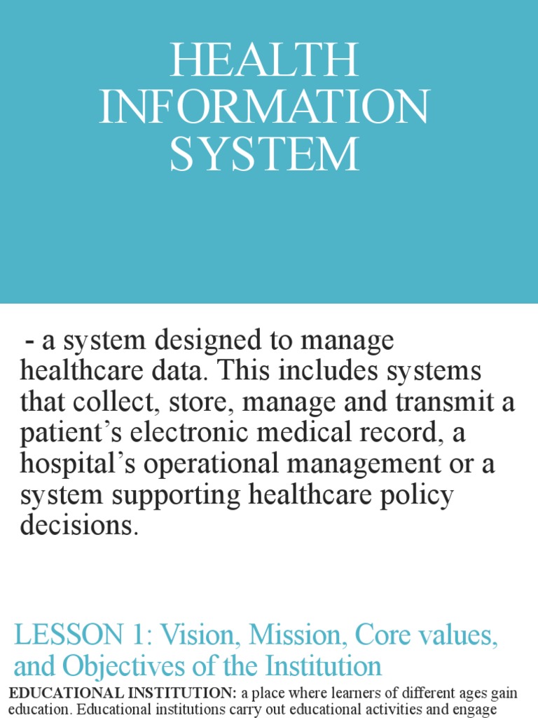 Health Information System Overview | PDF | Learning | Information