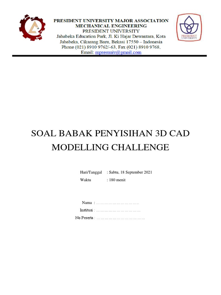 Soal 3D CAD Penyisihan | PDF