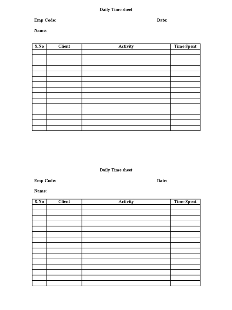 Daily Time Sheet | PDF