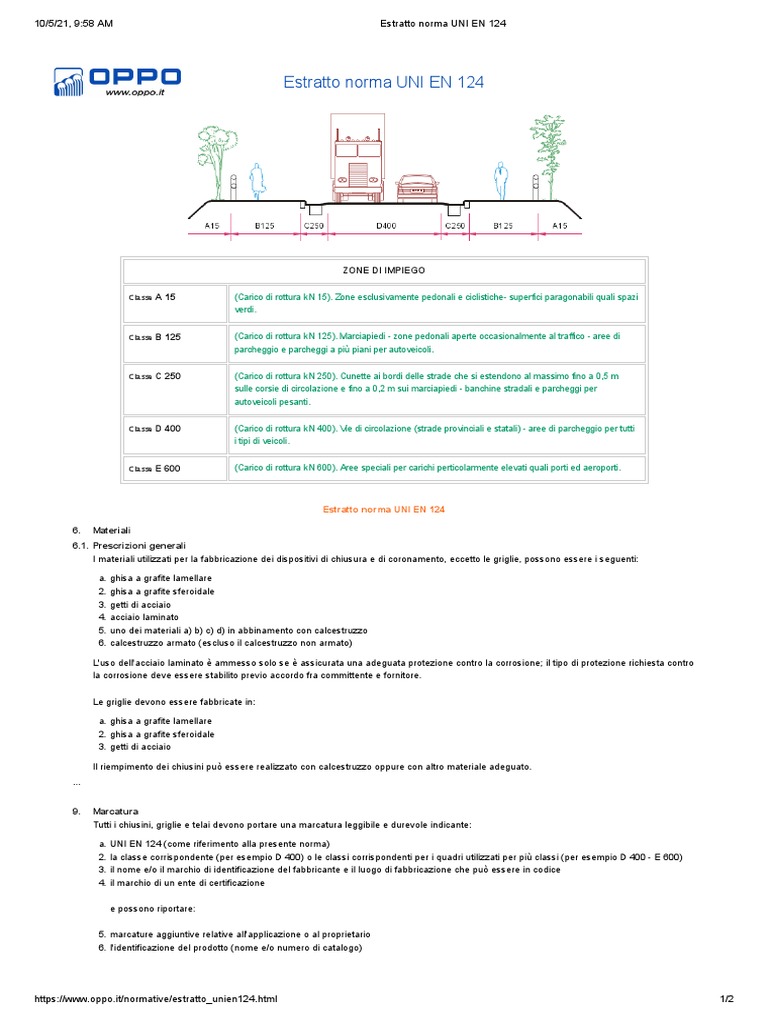 Estratto Norma UNI EN 124 | PDF