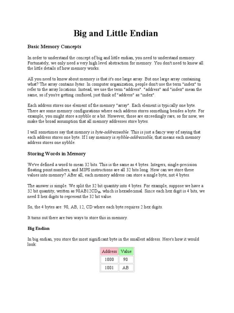 Big and Little Endian | PDF | Array Data Structure | String (Computer ...