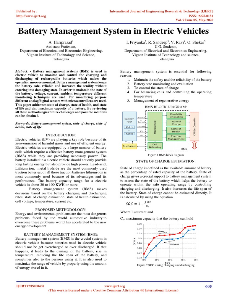 Battery Management System in Electric Vehicles | PDF | Rechargeable ...