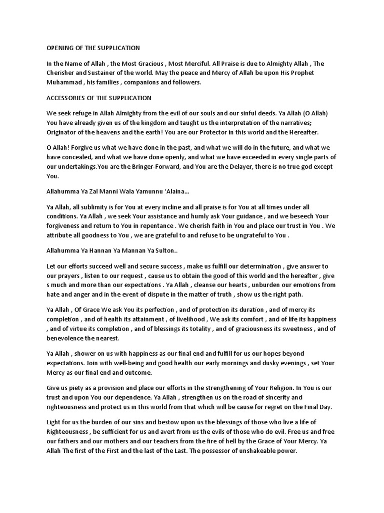 Doa English Version | PDF | Divine Grace | Mercy