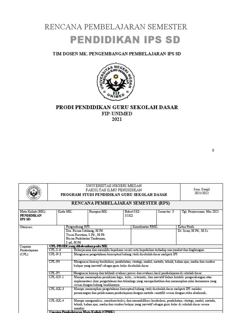 RPS Pendidikan Ips SD | PDF | Sains & Matematika