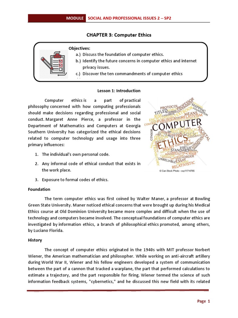 CHAPTER 3: Computer Ethics: Objectives | PDF | Cyberspace | Information ...