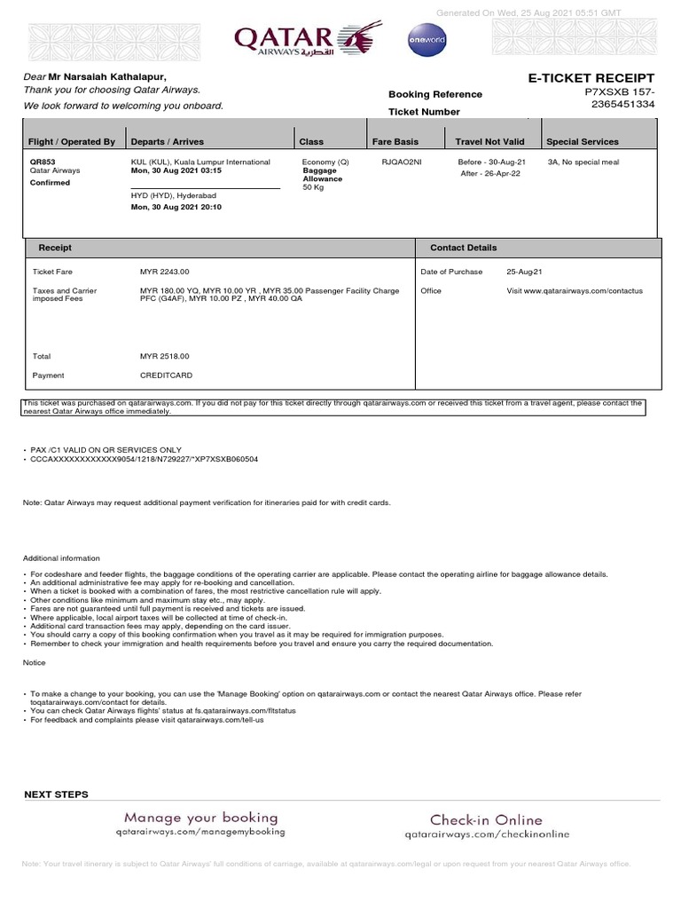 Emirates E-Ticket PDF | PDF | Credit Card | Service Industries