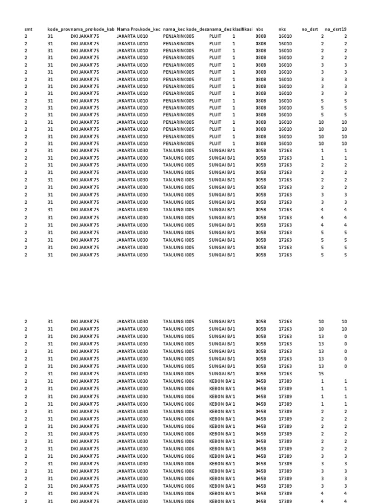 Raw Data Sakernas Agust 2020 | PDF