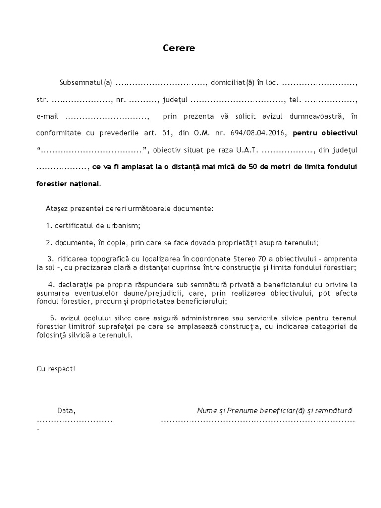 Model de Cerere Beneficiar | PDF