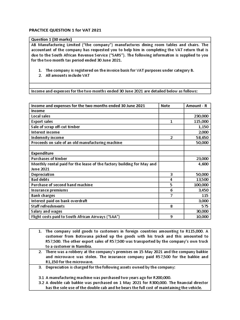 Practice Question 1 VAT | PDF | Value Added Tax | Expense