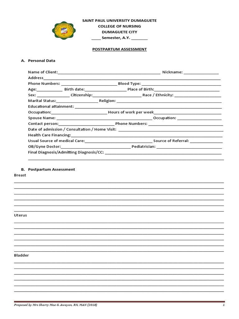 Edited 2020 Postpartum Physical Assessment | PDF | Postpartum Period ...