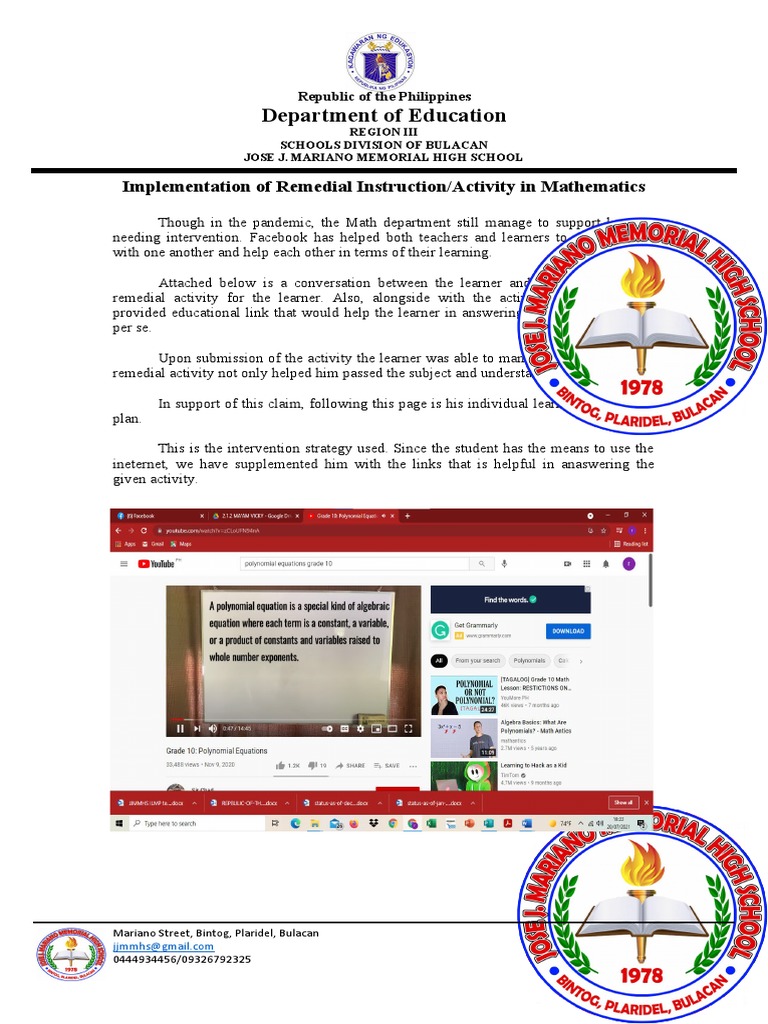 Department of Education: Implementation of Remedial Instruction ...