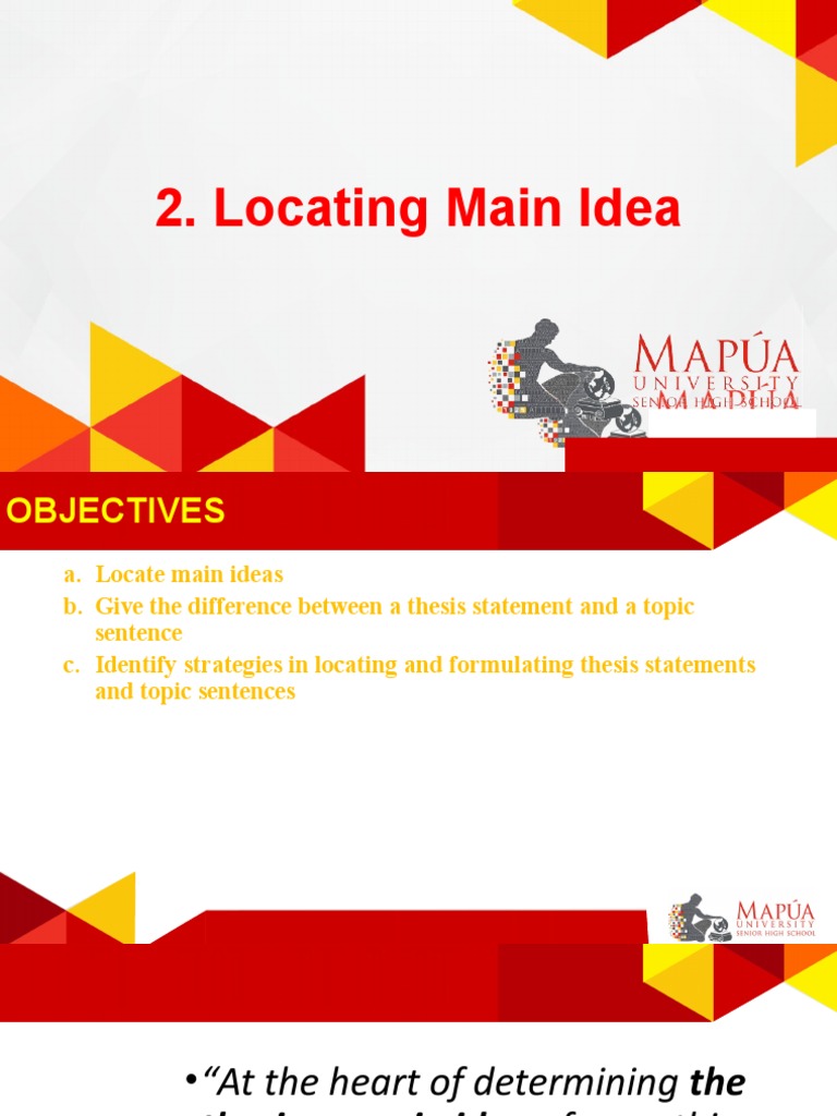 ENG03 - CO1.2 Locating Main Idea | PDF | Essays | Thesis