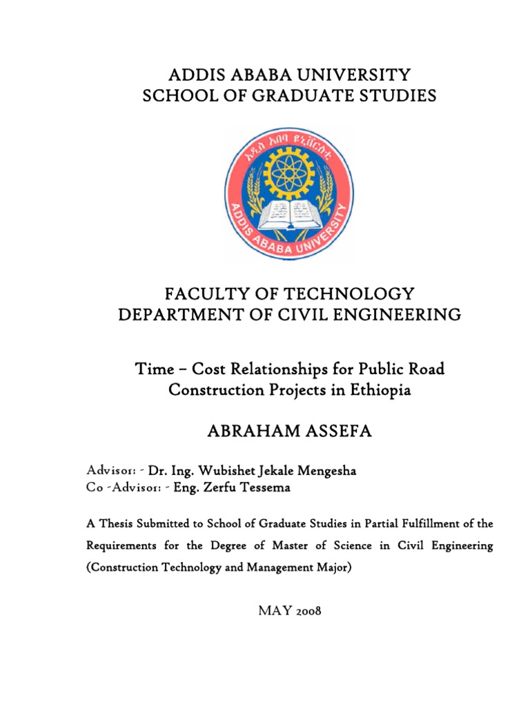 Addis Ababa University School of Graduate Studies | PDF | Project Management | Regression Analysis