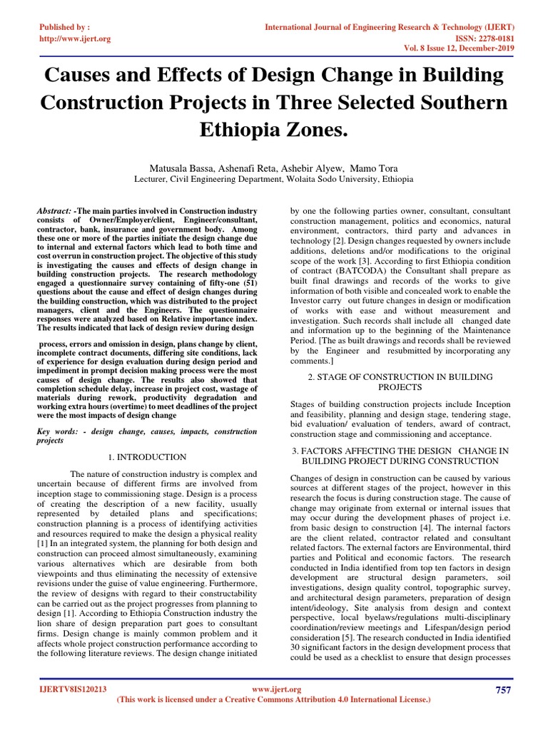 Causes and Effects of Design Change in Building Construction Projects ...