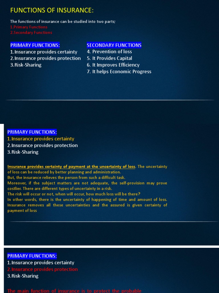 Functions of Insurance | PDF | Insurance | Risk