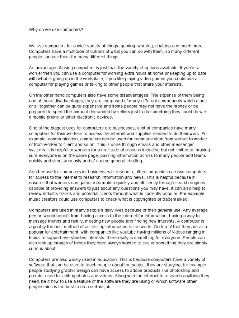 Why Do We Use Computers | PDF | Internet | Popular Culture & Media Studies