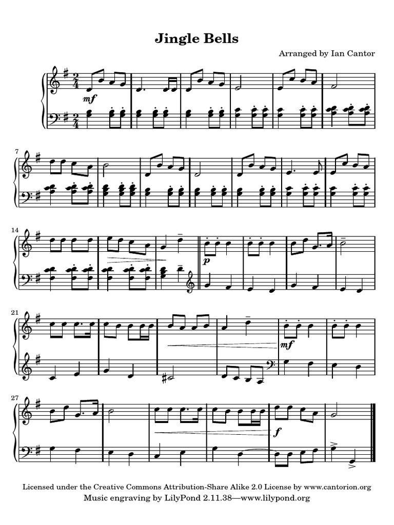 Jingle Bells: Arranged by Ian Cantor | PDF