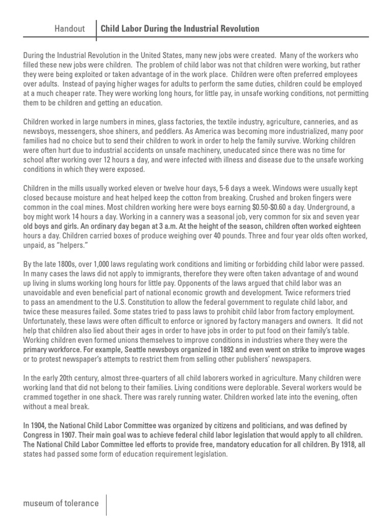 Children Who Labor Handout 2 | PDF | Child Labour | Trade Union