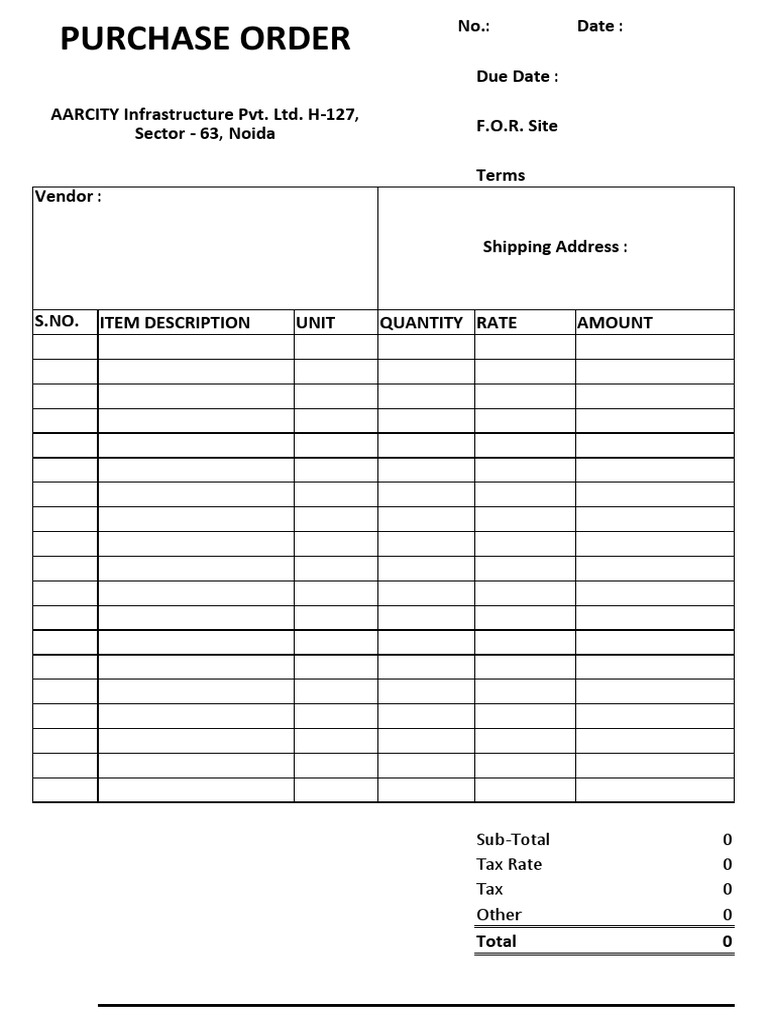 Purchase Order Format | PDF | Economies | Government Finances