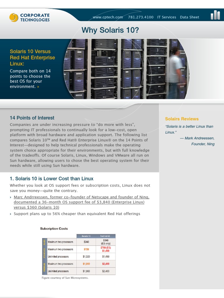 Why Solaris 10?: Solaris 10 Versus Red Hat Enterprise Linux | PDF ...