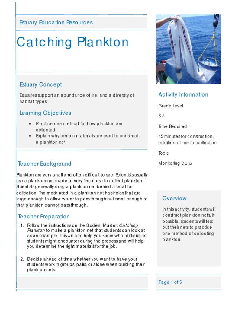 Catching Plankton: Estuary Education Resources | PDF | Plankton | Wire