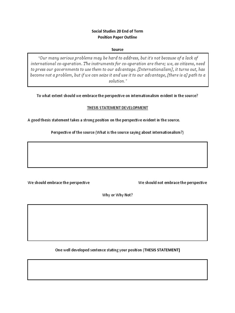 Social Studies 20 Position Paper Guide | PDF | Argument | Reason
