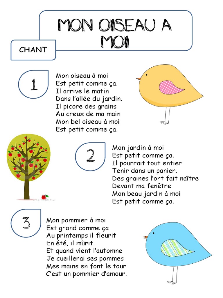 Mon Oiseau à Moi : Chanson Enfantine | PDF | Maison et jardin