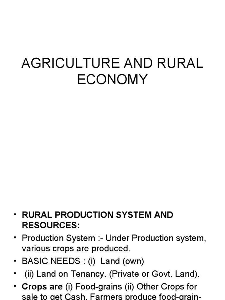 Agriculture and Rural Economy Overview | PDF | Agriculture | Cash Crop
