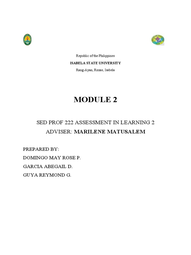 Module Sed Prof 222 | PDF | Rubric (Academic) | Educational Assessment