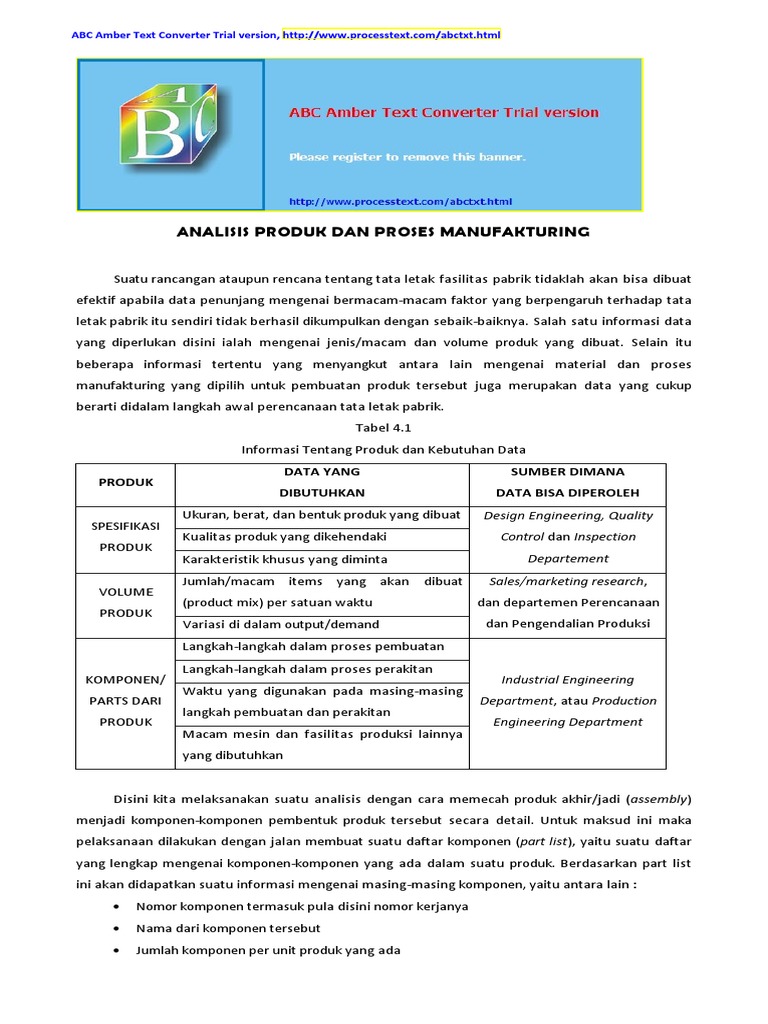 Analisis Produk Dan Proses Manufakturing: Produk Data Yang Dibutuhkan ...