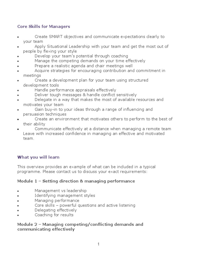 Essential Management Skills Training | PDF | Career & Growth | Business
