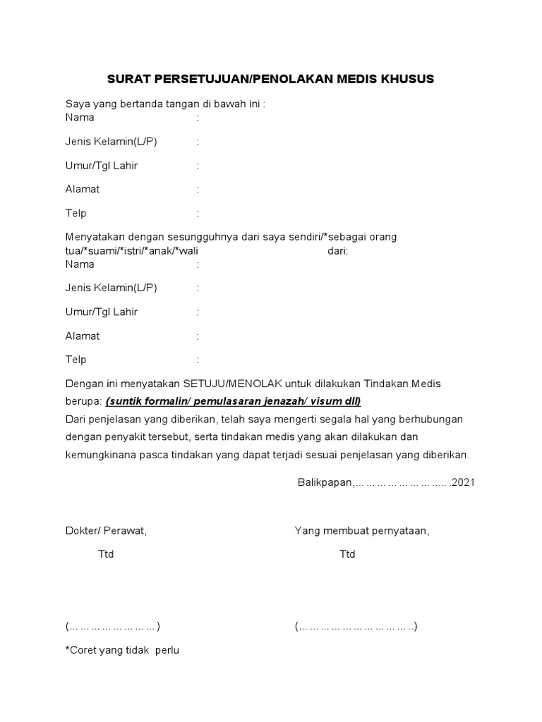 Contoh Format Informed Consent | PDF