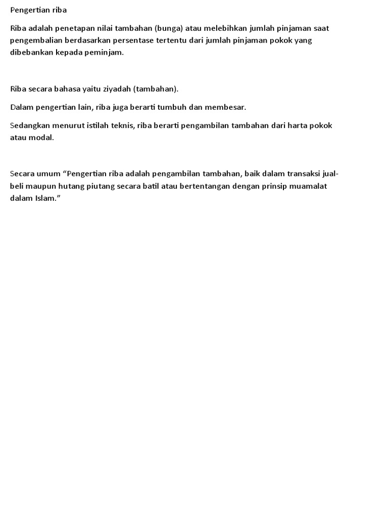 Pengertian Riba | PDF