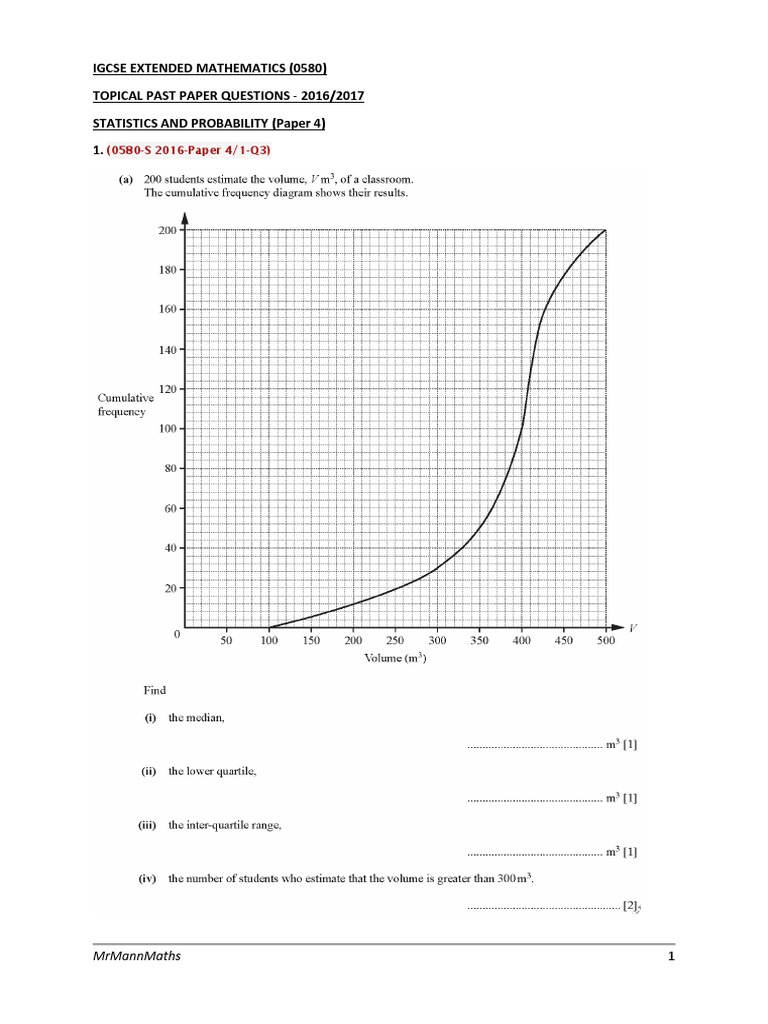 2016 2017 Ppqs Statistics and Probability QP | PDF