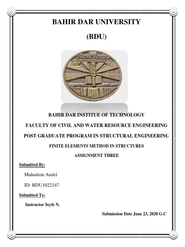 Fem Assignment 3 Pdf Finite Element Method Equations