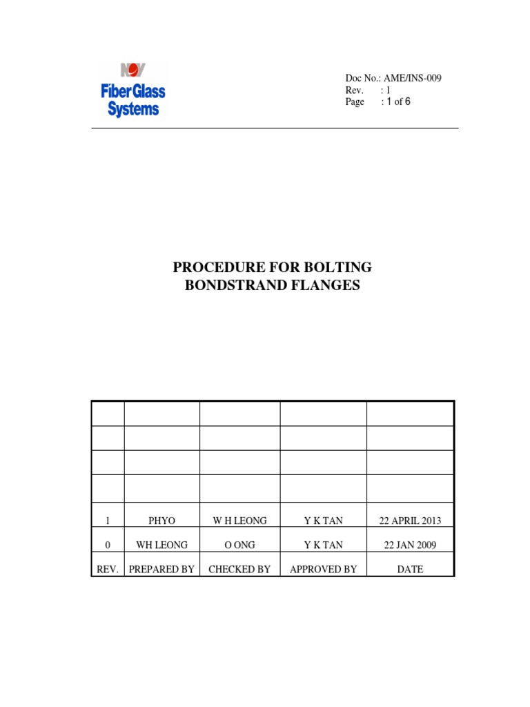 Bondstrand Flange Bolting Procedure | PDF | Mechanical Engineering ...