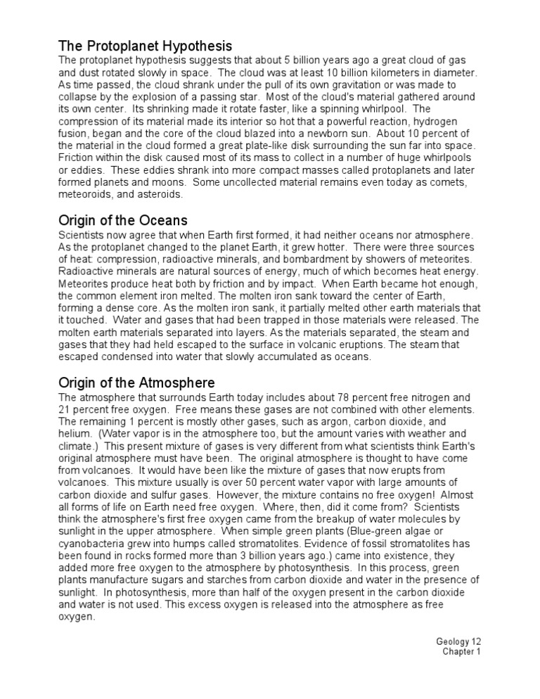 Protoplanet Hypothesis | Atmosphere | Atmosphere Of Earth