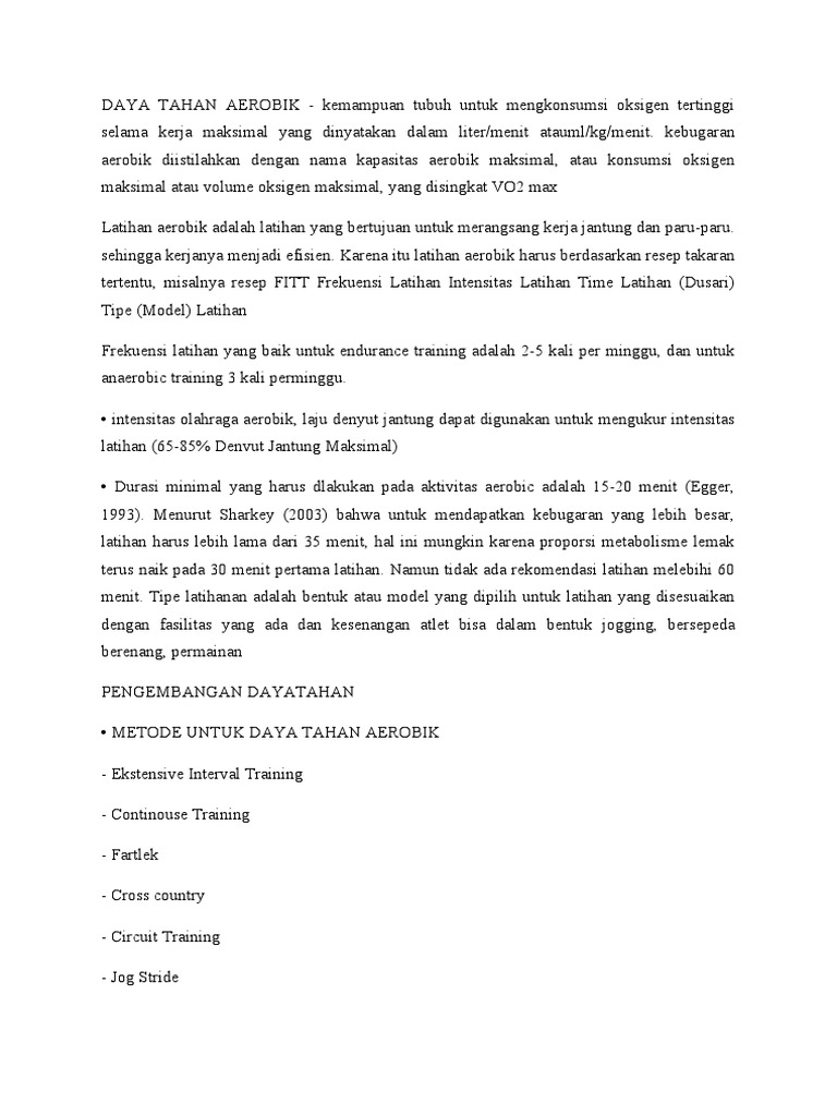 Daya Tahan Aerobik | PDF