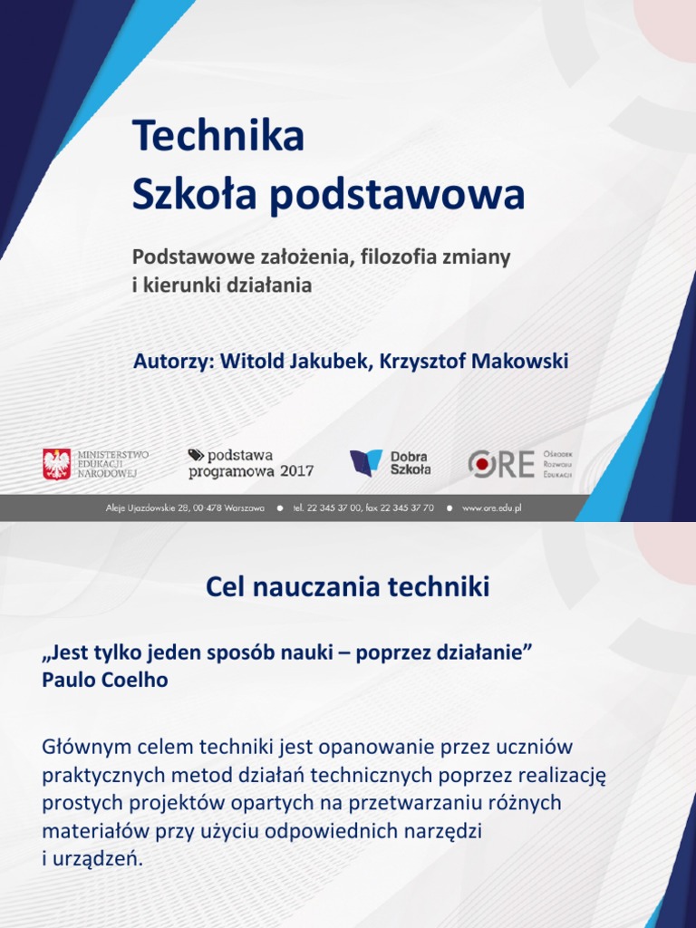 Nowa Podstawa Programowa. Szkola Podstawowa. Technika. Prezentacja | PDF