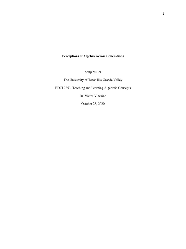 Algebra Views: Generational Insights | PDF | National Council Of ...