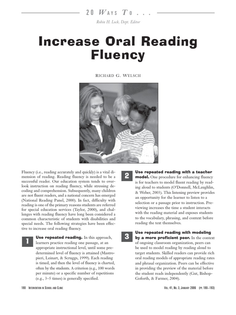 Strategies to Enhance Oral Reading Fluency | PDF | Fluency | Reading ...