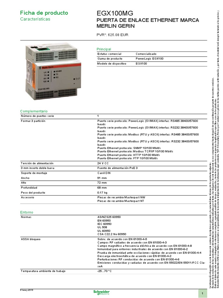 PowerLogic EGX100 EGX100MG | PDF | Telecomunicaciones | Tecnologías de ...