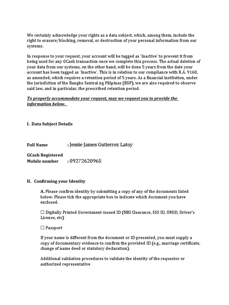 Account Deletion Form | PDF | Identity Document | Justice