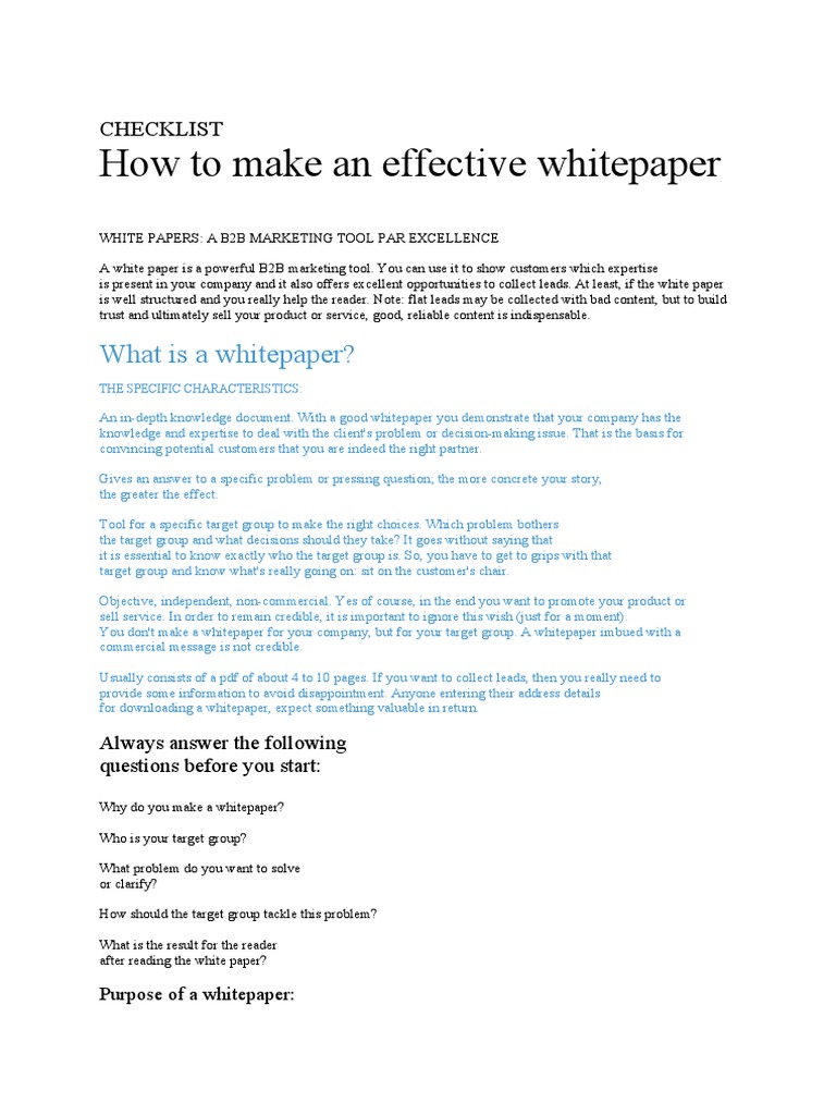 Checklist Whitepaper E | PDF | Target Audience | Marketing