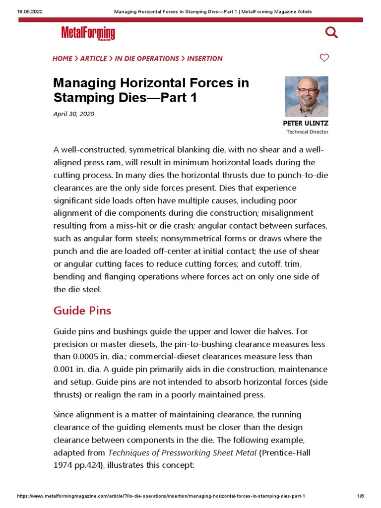 2managing Horizontal Forces in Stamping Dies-Part 1 - MetalForming Magazine Article | PDF ...