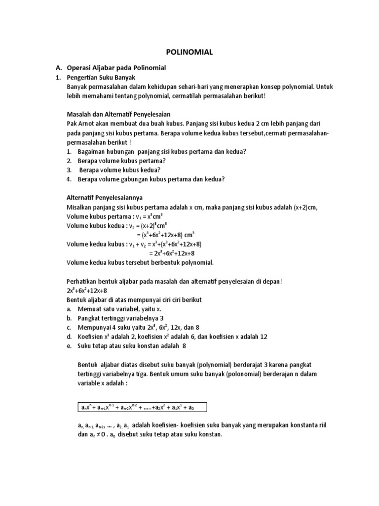 POLINOMIAL 4 - Materi 9 | PDF